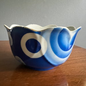 Vintage Art Deco Mepoco Ware Blue and White Circles Candy Dish ...