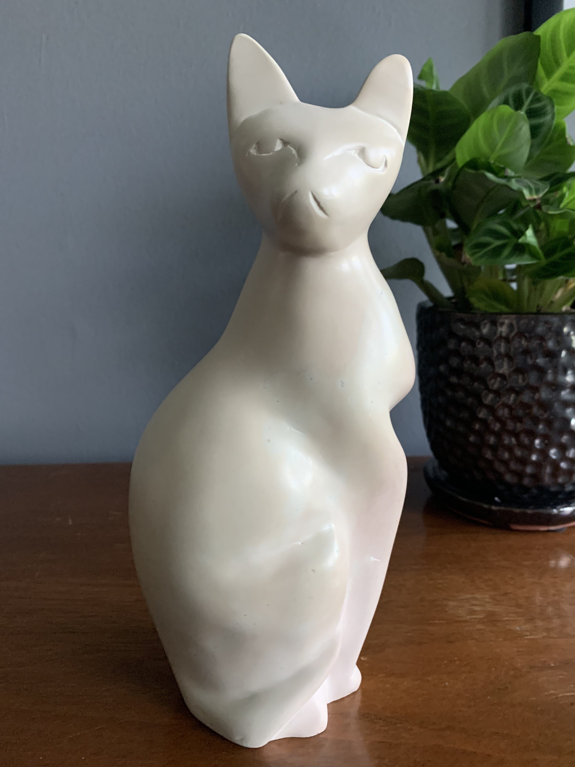 Vintage stone cat statue soapstone carved cat kitty white - Etsy.de