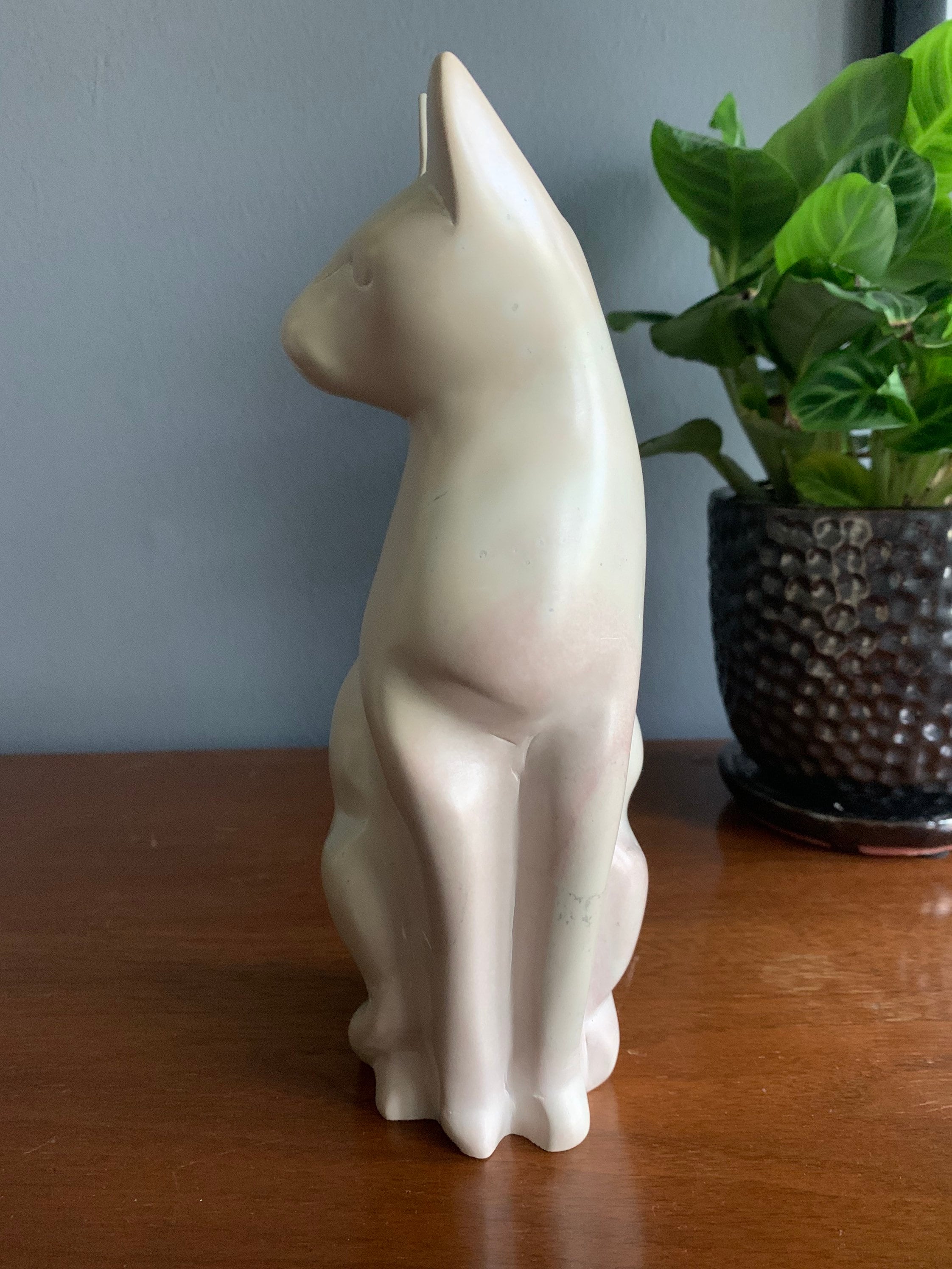 Vintage stone cat statue soapstone carved cat kitty white - Etsy.de
