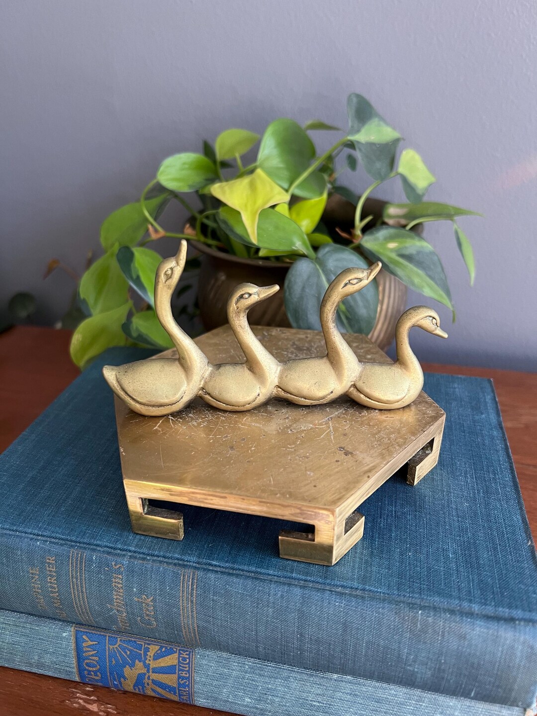 Vintage Brass Ducks Swans Geese Connected in a Row - Etsy