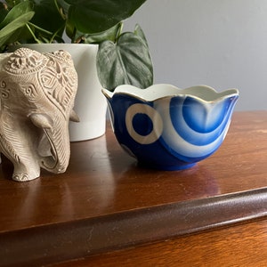 Vintage Art Deco Mepoco Ware Blue and White Circles Candy Dish ...