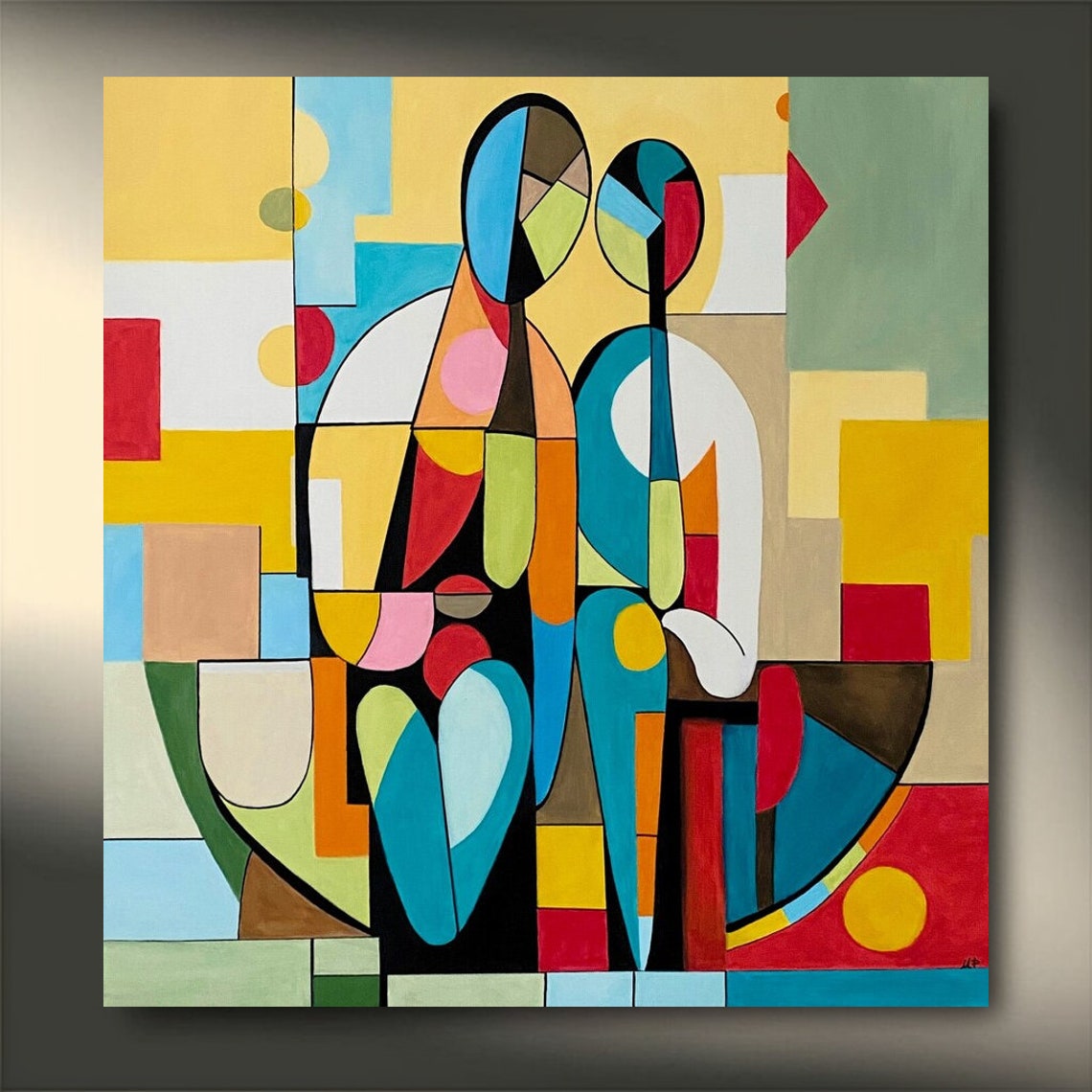 Abstract Painting Cubist Figurative READY TO HANG the Rendezvous ...