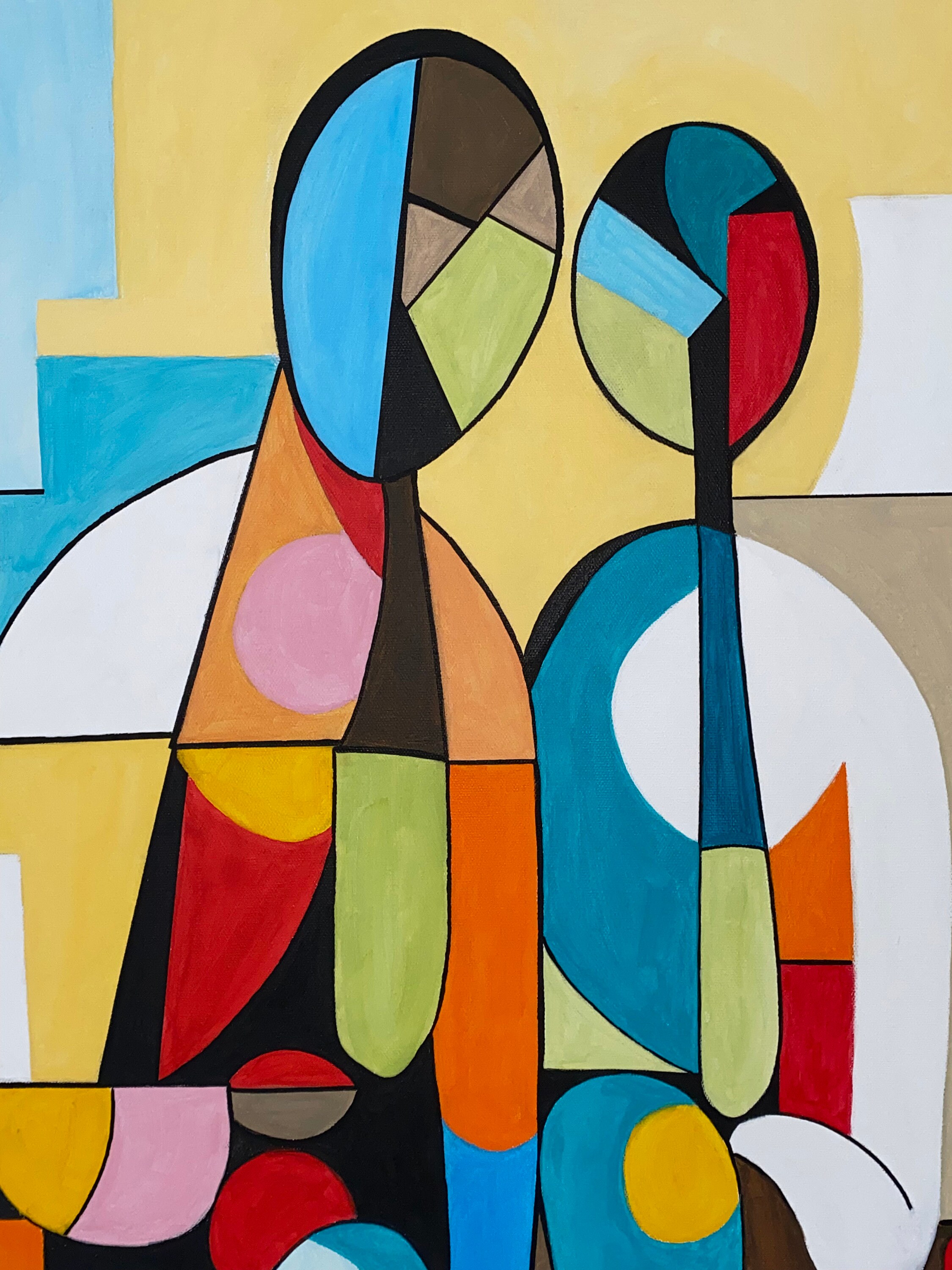 Abstract Painting Cubist Figurative READY TO HANG the Rendezvous 80x80 ...