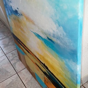 Abstract Landscape Painting READY to HANG golden Dawn 100x100 Cm One of ...