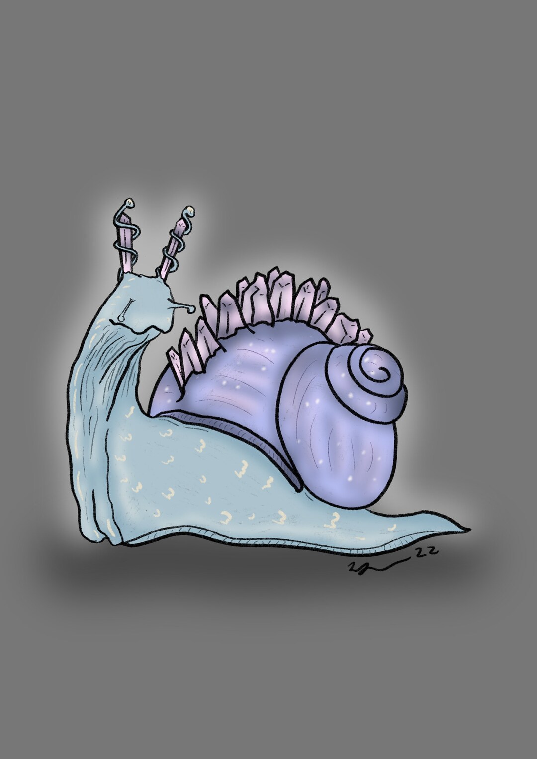 Crystal Snail Drawing Print - Etsy