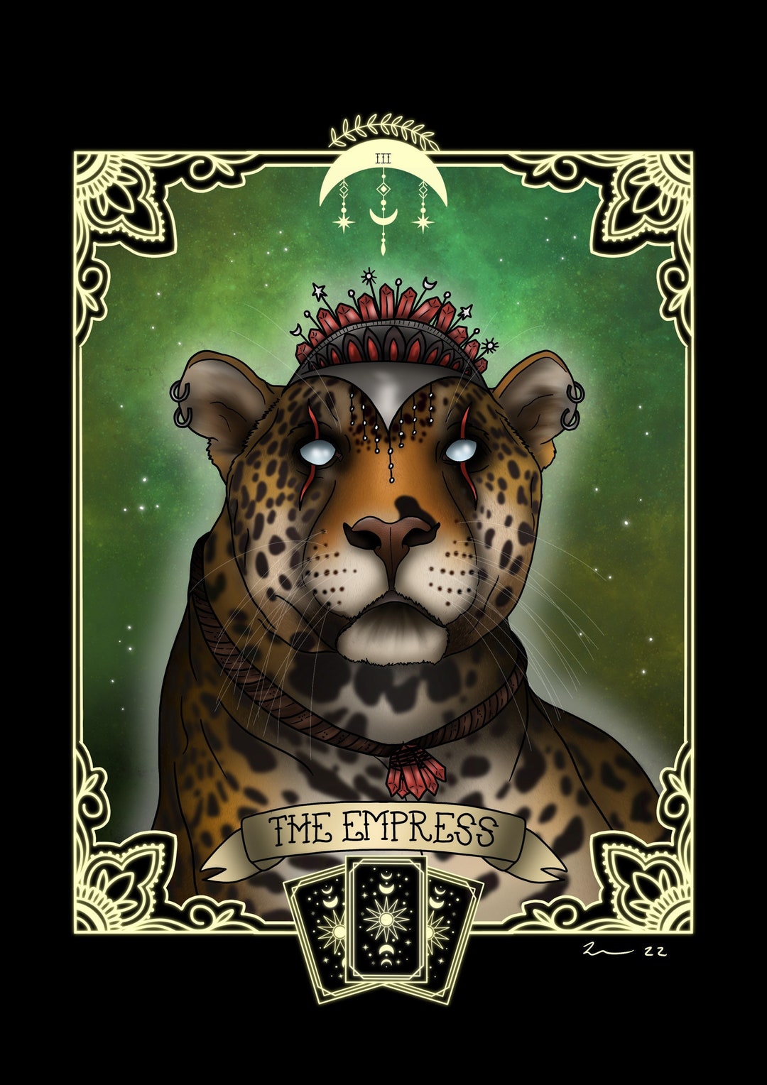 The Empress III Tarot Card Print / Jaguar Illustration / Tarot Deck ...