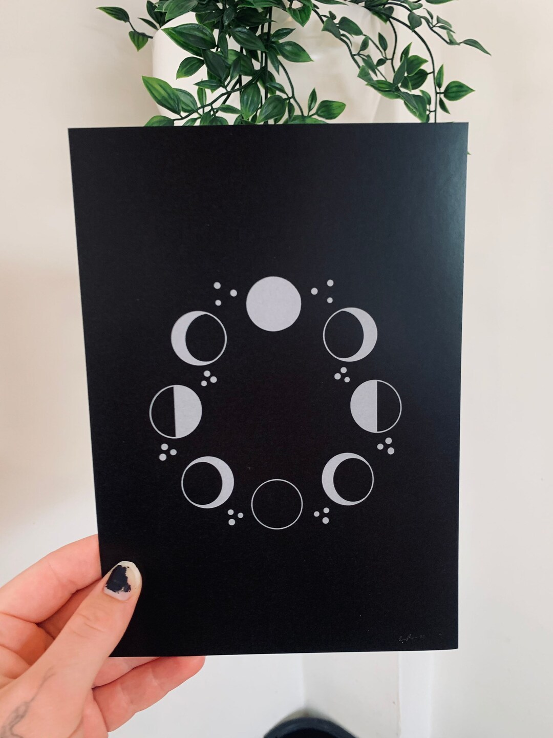 Lunar Phases Print - Black A5 - Etsy