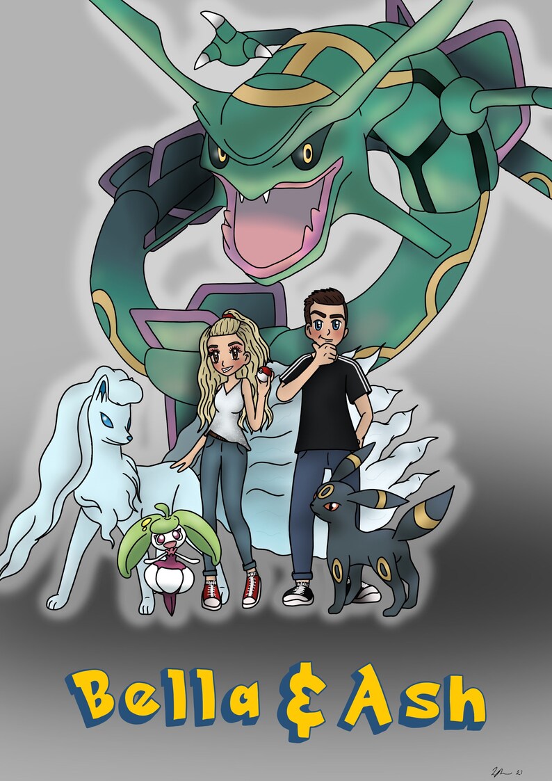 Custom Pokemon Drawing / Pokemon Trainer - Etsy