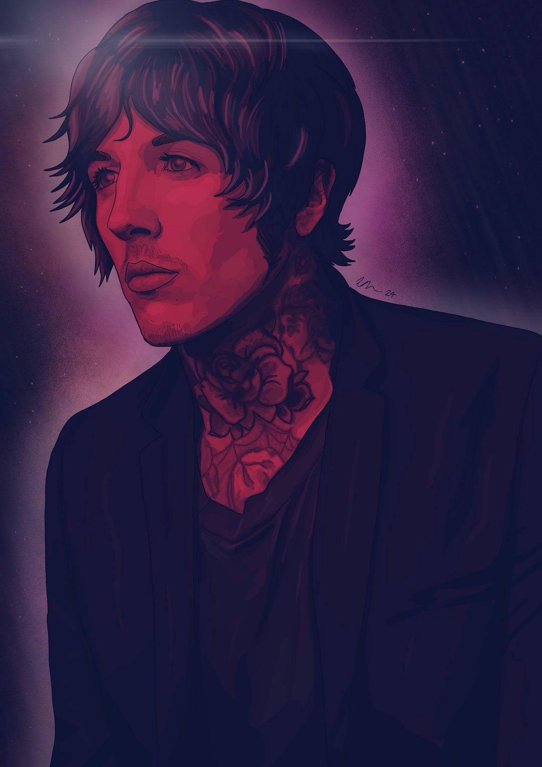 Oil Sykes / BMTH / Bring Me the Horizon Portrait Drawing Print - Etsy