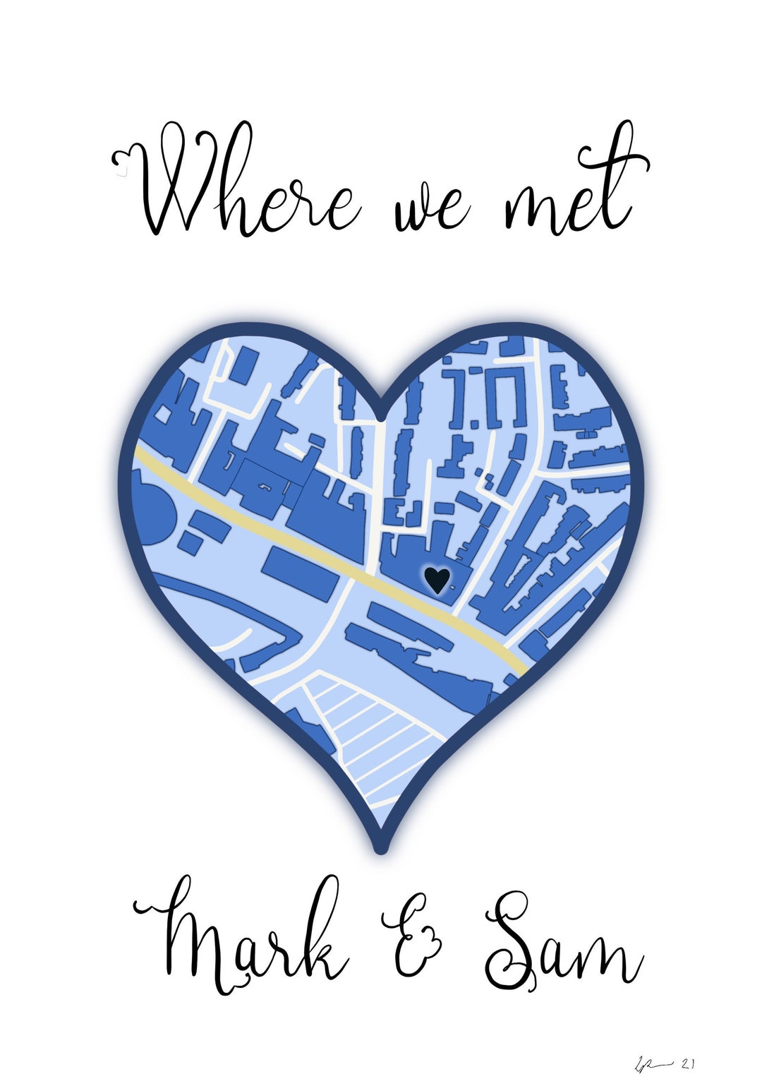 Custom Couple Love Heart Map - Etsy