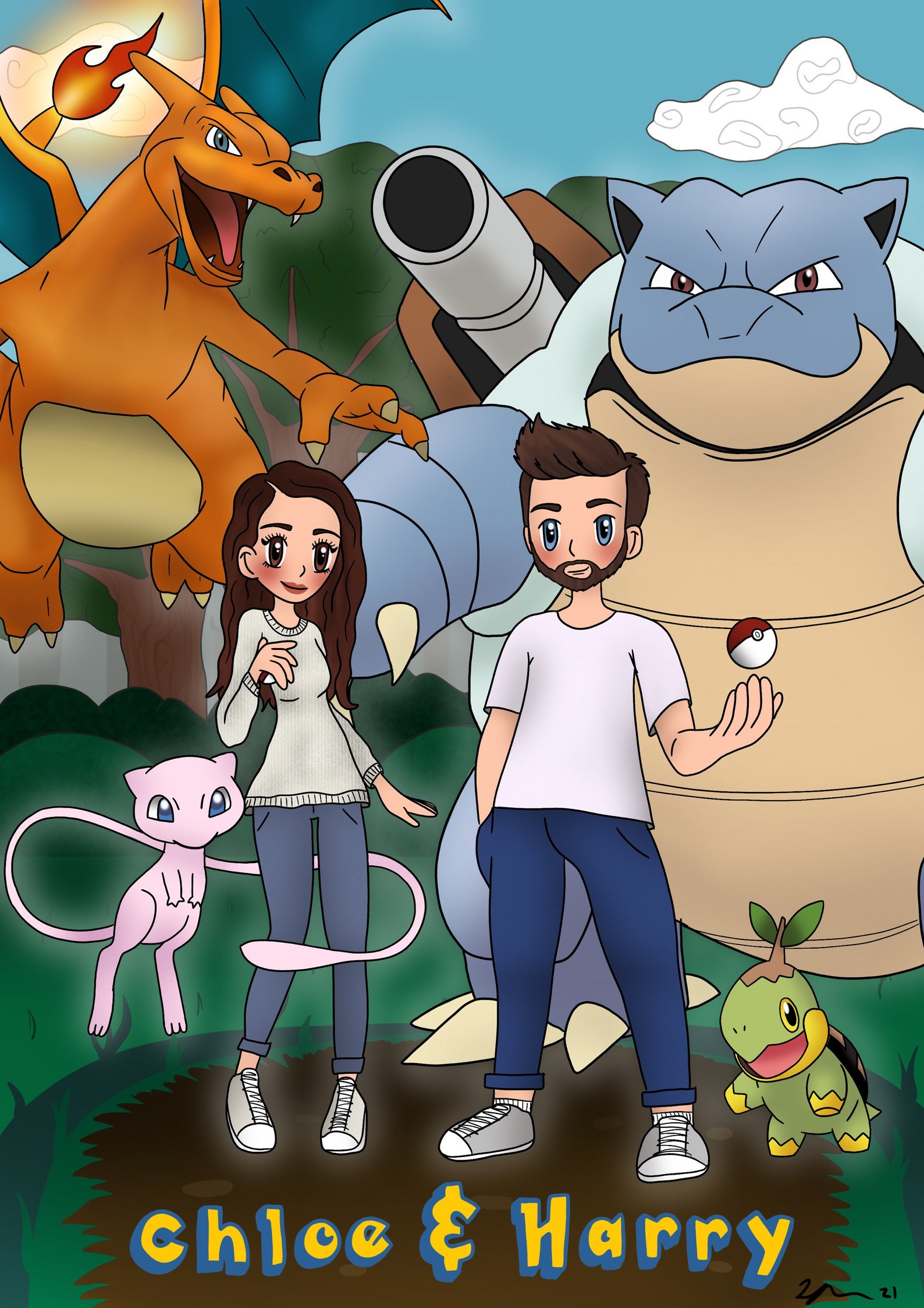 Custom Pokemon Drawing / Pokemon Trainer - Etsy