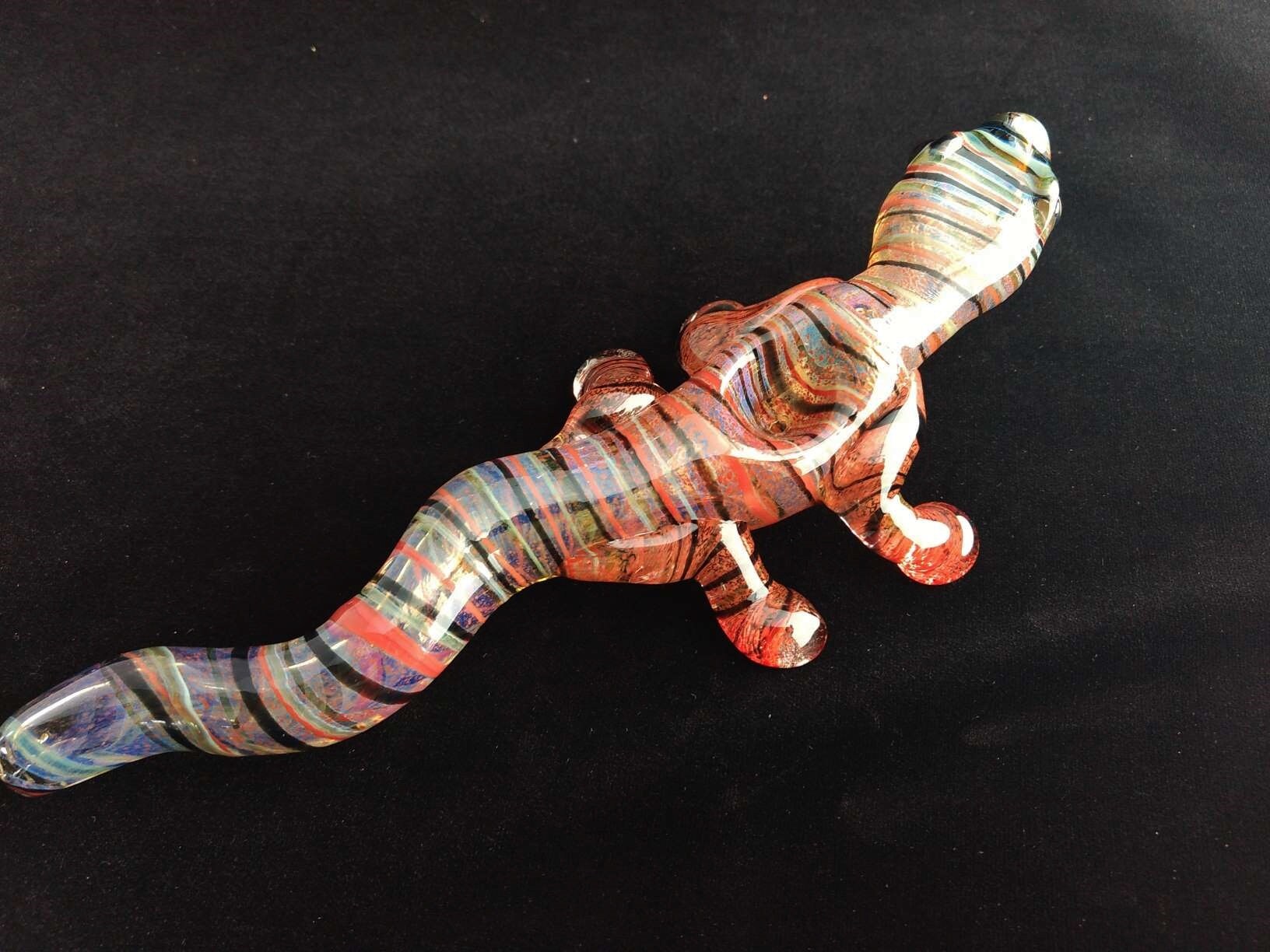 Glass Lizard Pipe | UV Glow | Color Changing | Unique Glass Art | Quick ...