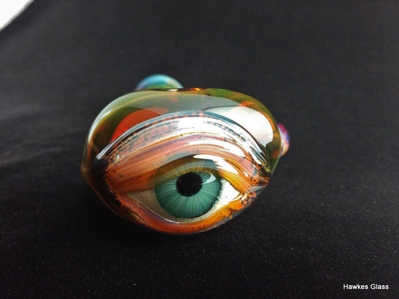 Glass Eye Pipe (Encased Amber) - SECOND, Glass Pipe, Glass Smoking Pipe ...