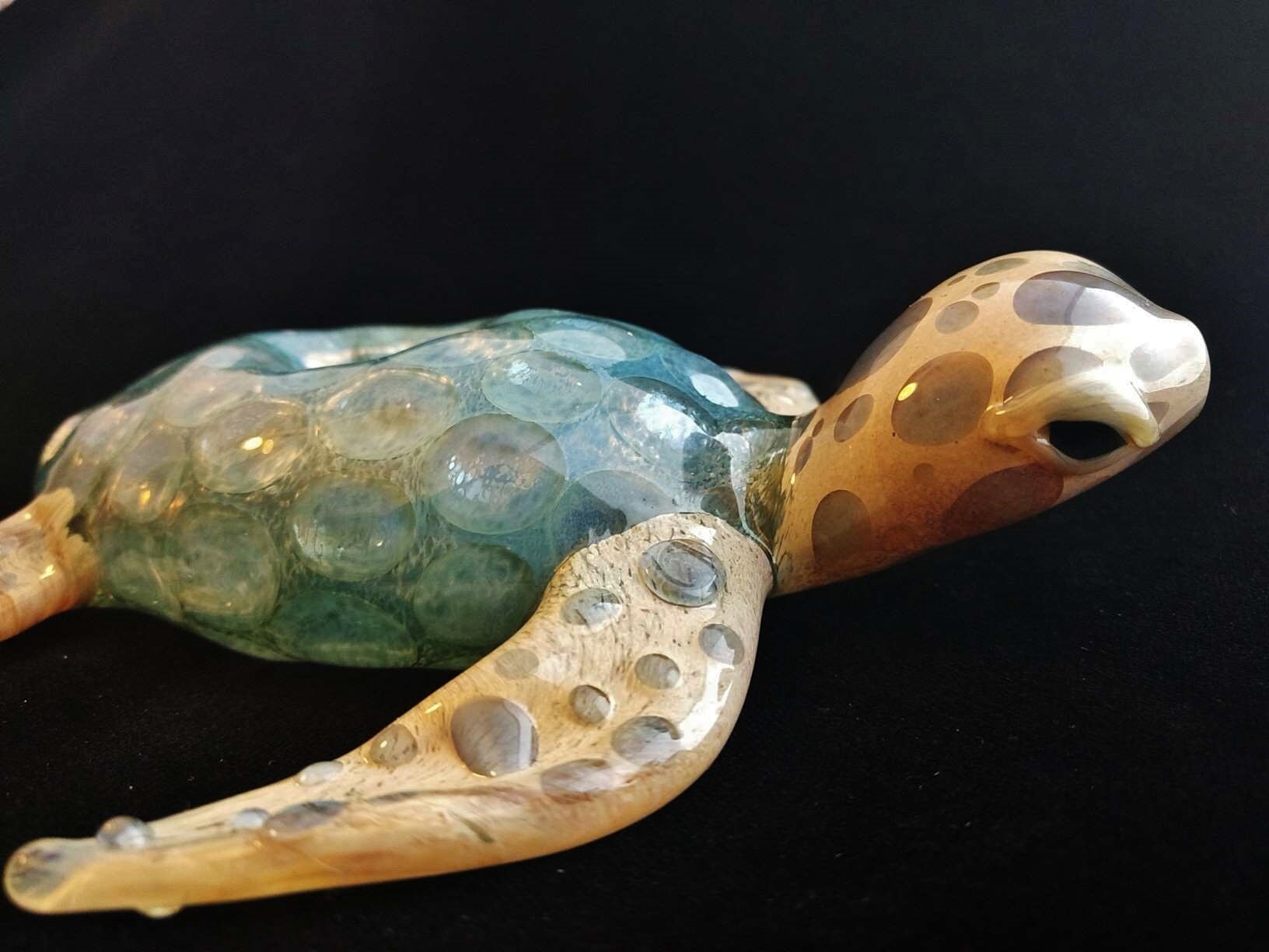 Glass Sea Turtle Pipe | Color Changing | Hand Blown Glass Art