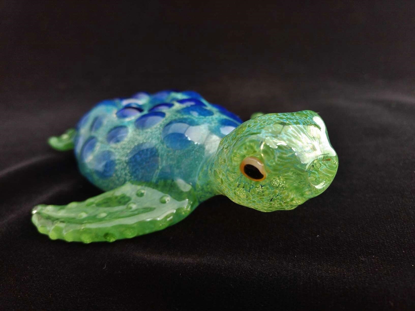 Colorful Sea Turtle Pipe Sculpted Glass Bowl Color Changing