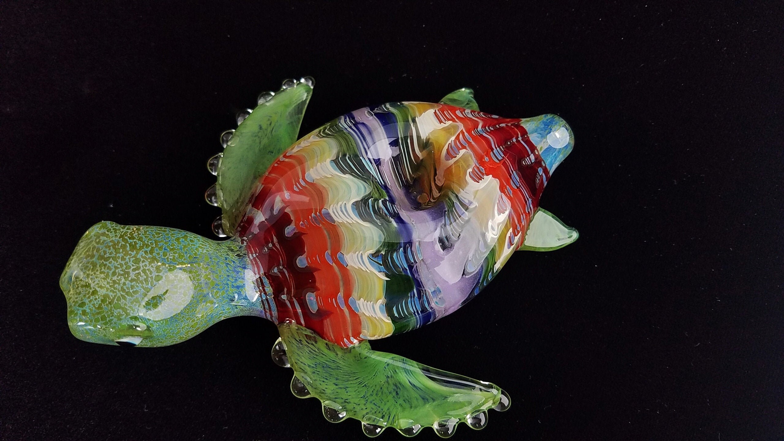 Glass Sea Turtle Pipe (Rainbow Shell) | UV Glow | Color Changing ...