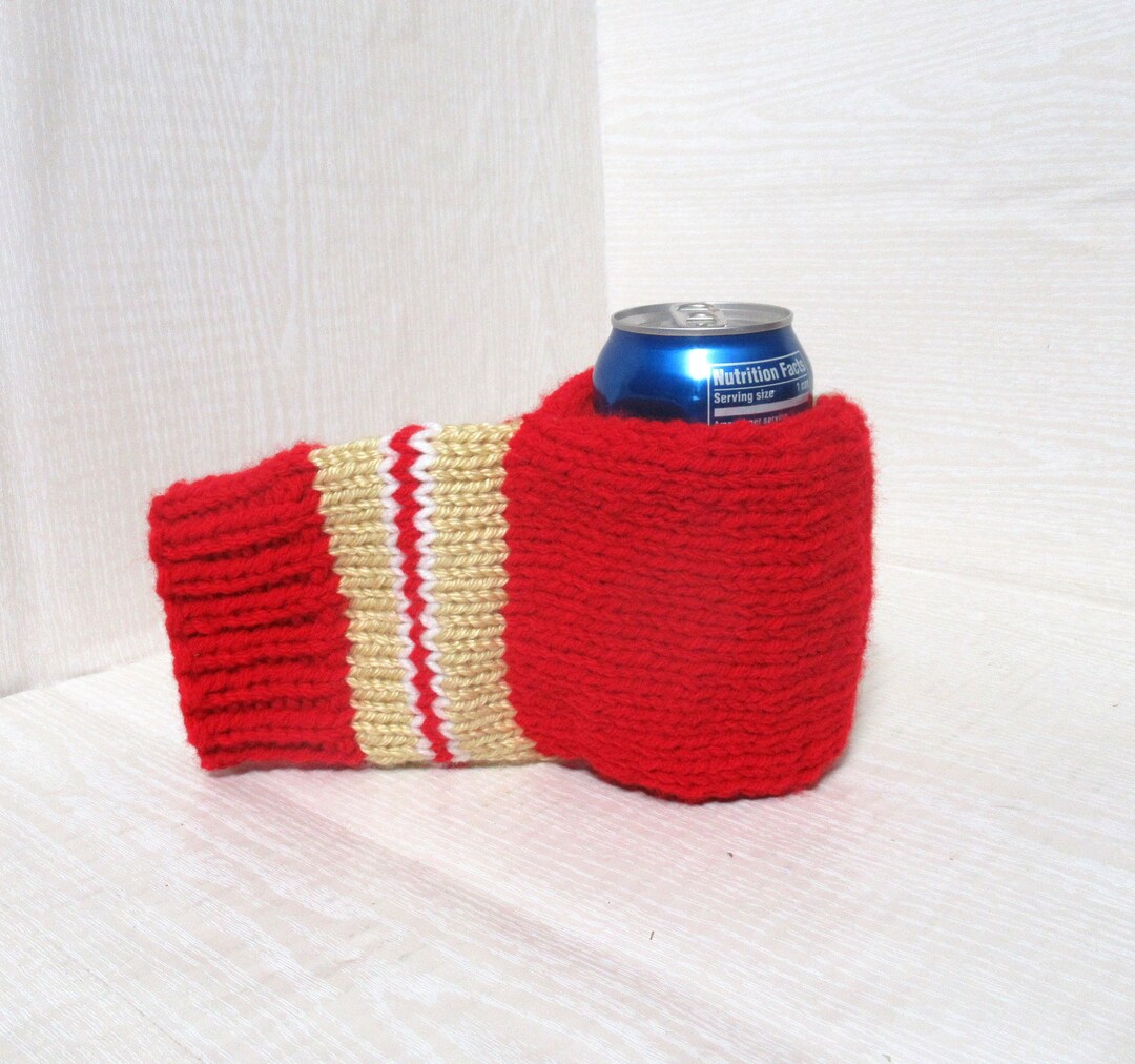 49ers Football Knit Beer Cozy: Hand-knitted Bottle Holder - Etsy
