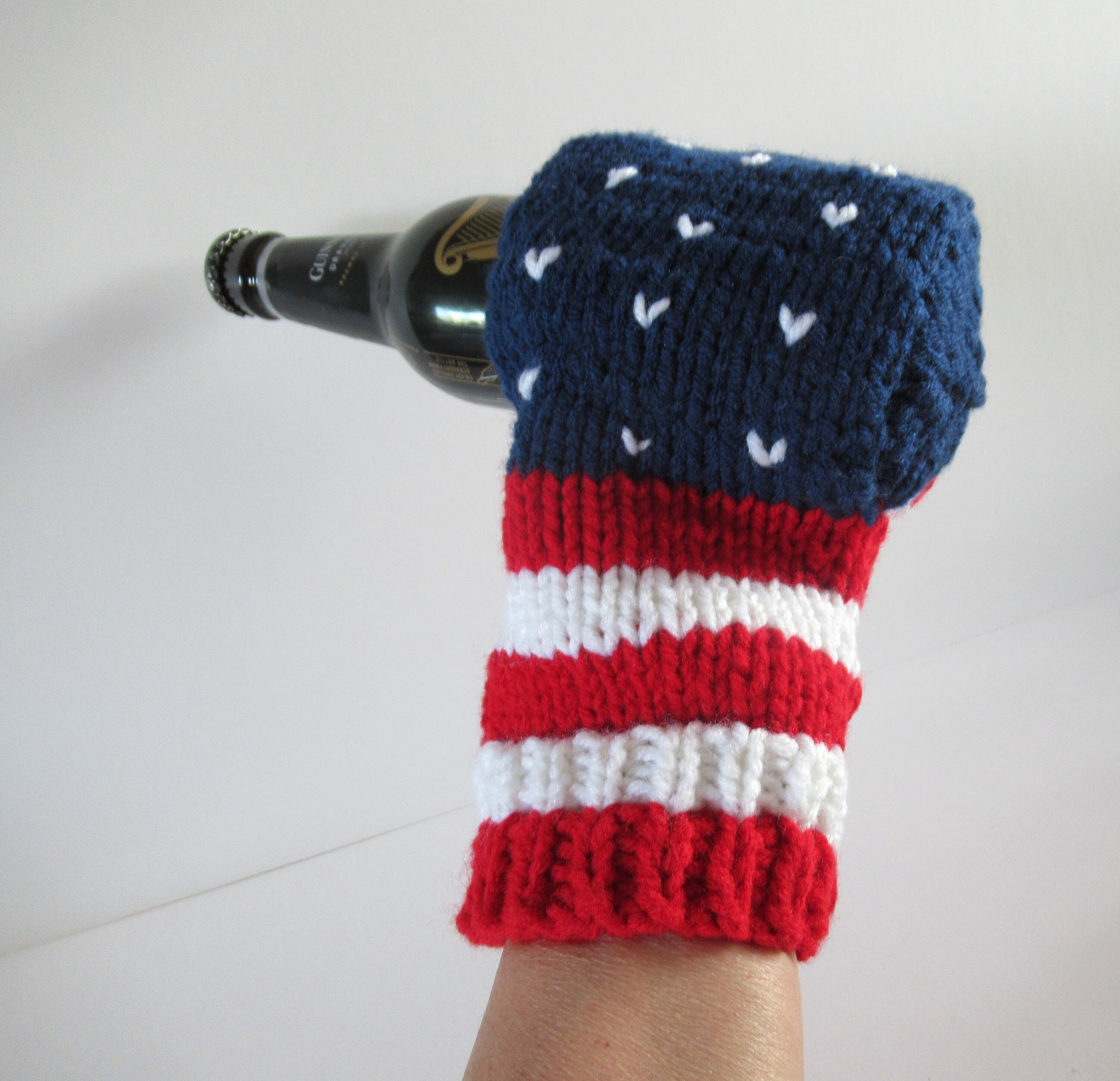 Beer Can Holder Mitten Bottle Cozie Kozie Hand Knit Xmas Christmas ...