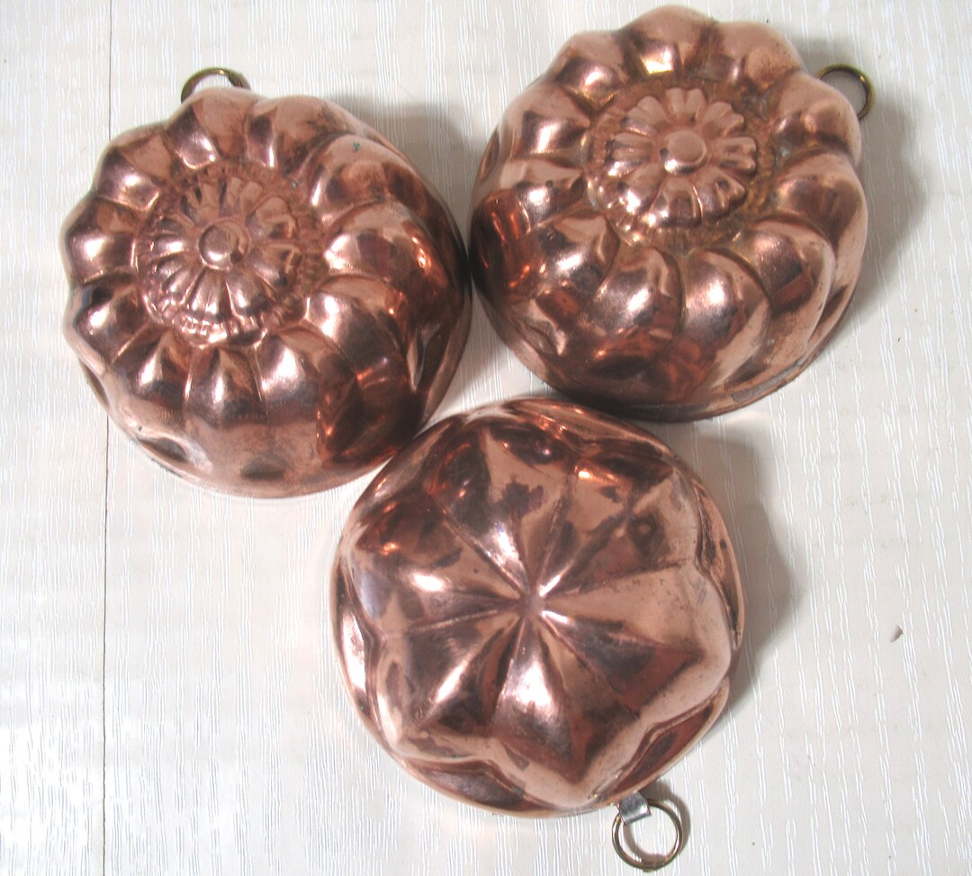Set of 3 Copper Cake Pudding Molds Wall Hangings Kitchen Decor - Etsy