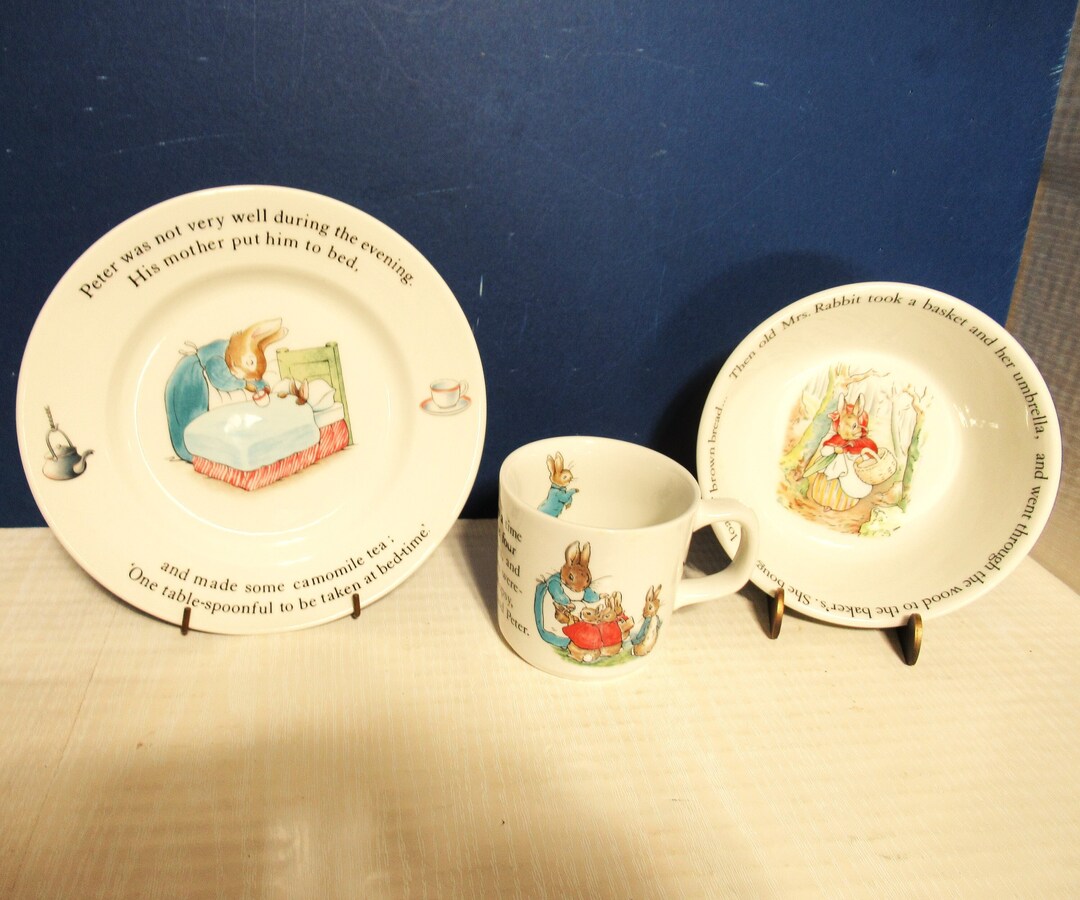 Peter Rabbit Cup Bowl Plate Kids Set Porcelain Wedgwood Beatrix Potter ...