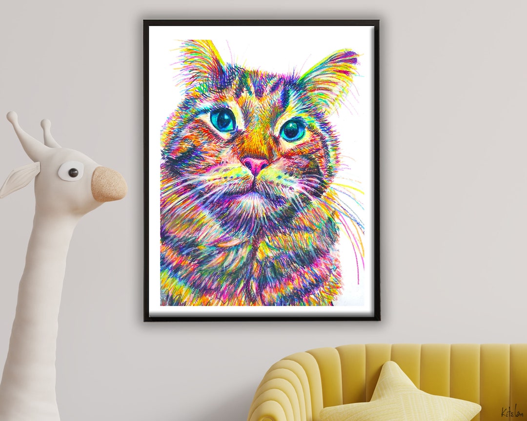 TABBY CAT ART Print Cat Art Cat Wall Decor Cat Poster Cat - Etsy