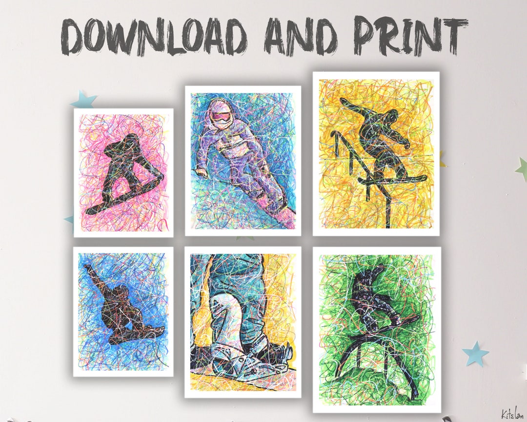 Snowboard Posters, Snowboard Wall Art, Snowboard Art Prints for Bedroom ...