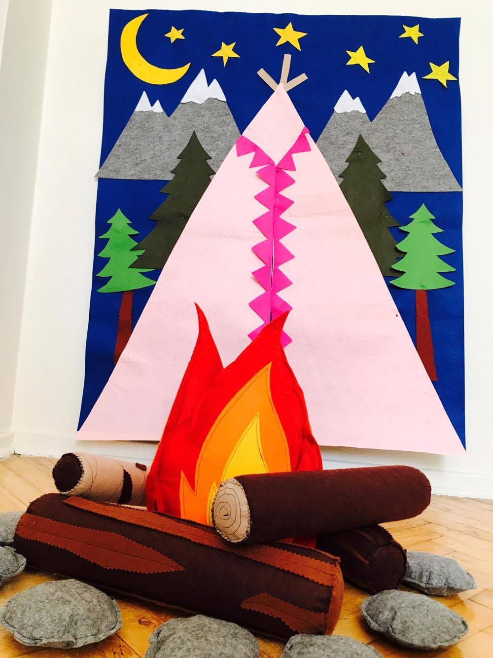 Felt Campfire Background Camp Decor Felt Toys Camper | Etsy