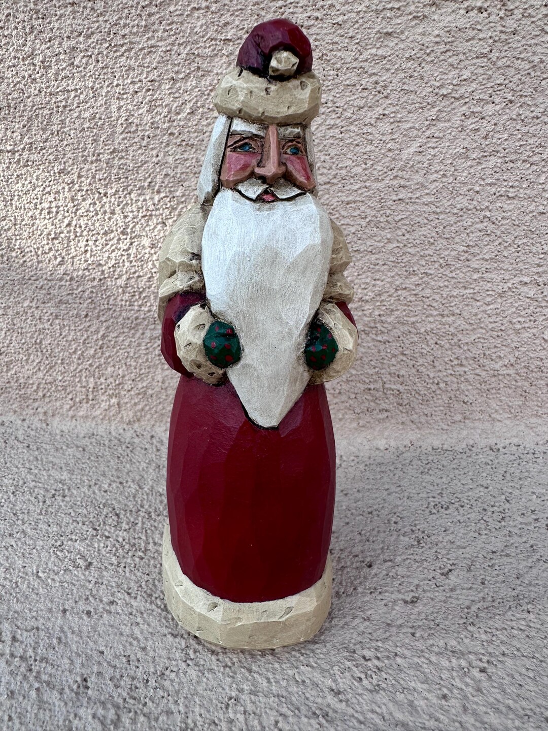 Wooden Santa With White and Red Cloak, Green Gloves and Rattle - Etsy