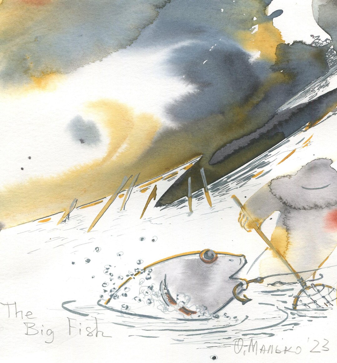 The Big Fish Small Funny Picture From an Abstract Stain Grey Ochre ...
