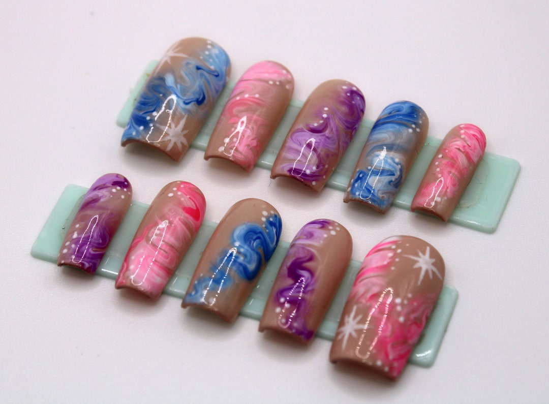 Princess Galaxy Marble Press on Nails | APRES GEL-X | Trendy Nails ...