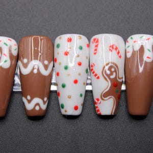 Gingerbread Christmas Press on Nails | Luxury Nails | Holiday Nails ...