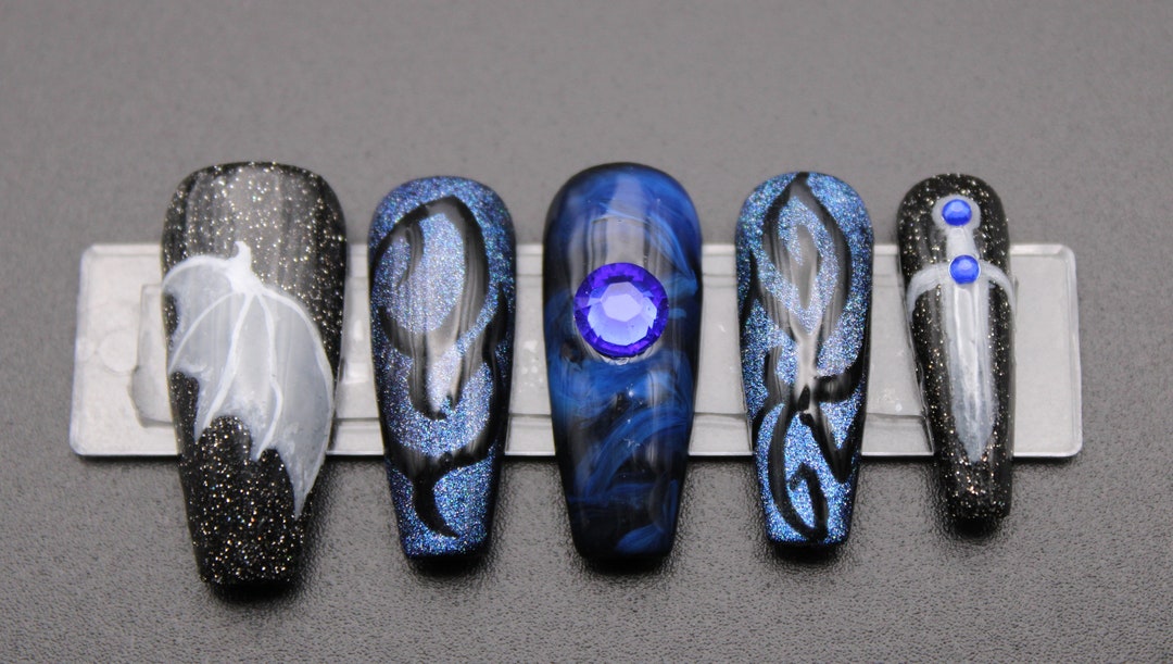 Azriel Inspired Press on Nails | APRES GEL-X | Night Court | Luxury ...