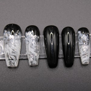 Black Marble Press on Nails | APRES GEL-X | Trendy Nails | Black Nails ...