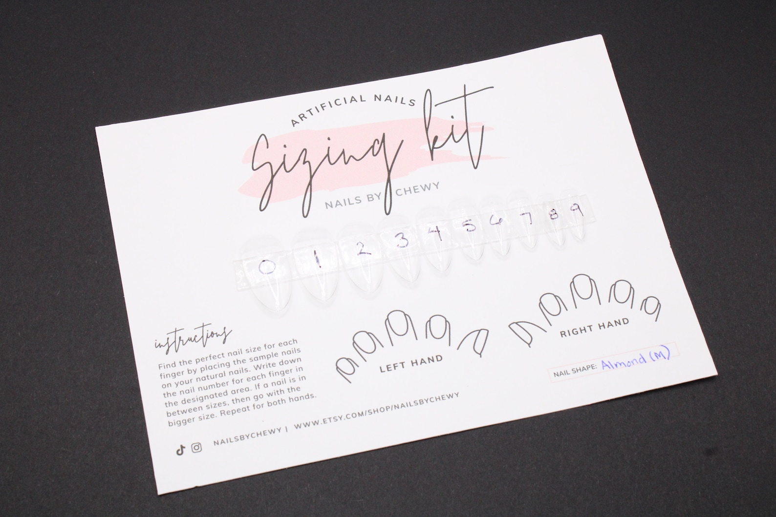 Nail Sizing Kit Apres Gel-x Nail Measurements - Etsy