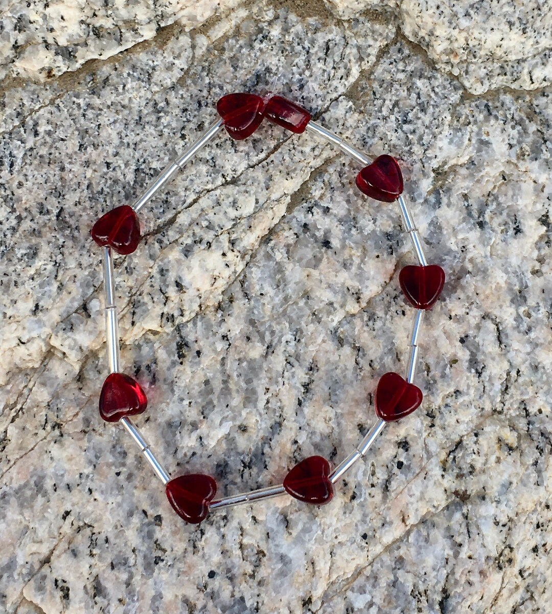 Shiny Red Heart Bracelet - Etsy