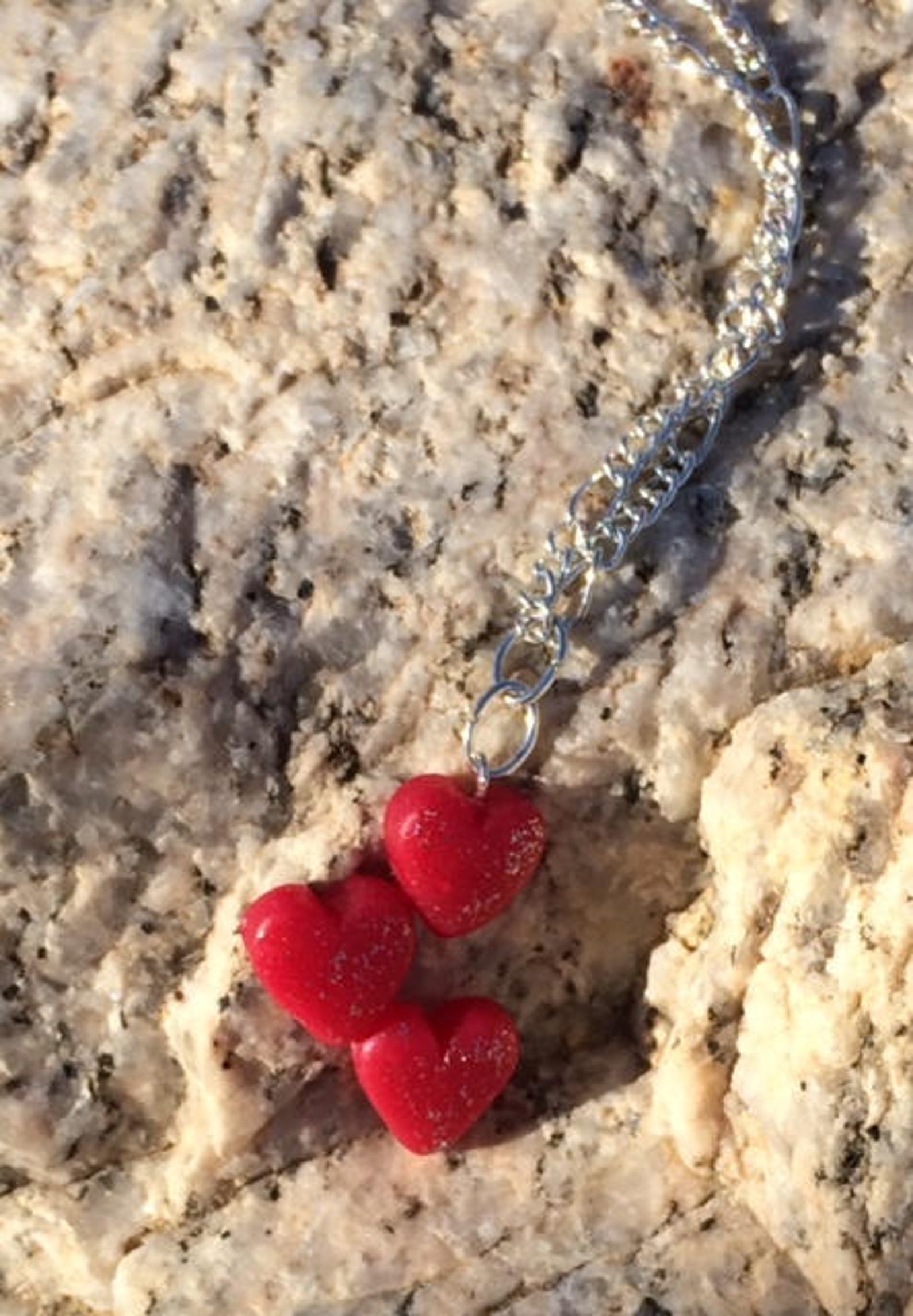 Pink & Glittery Triple Heart Necklace - Etsy