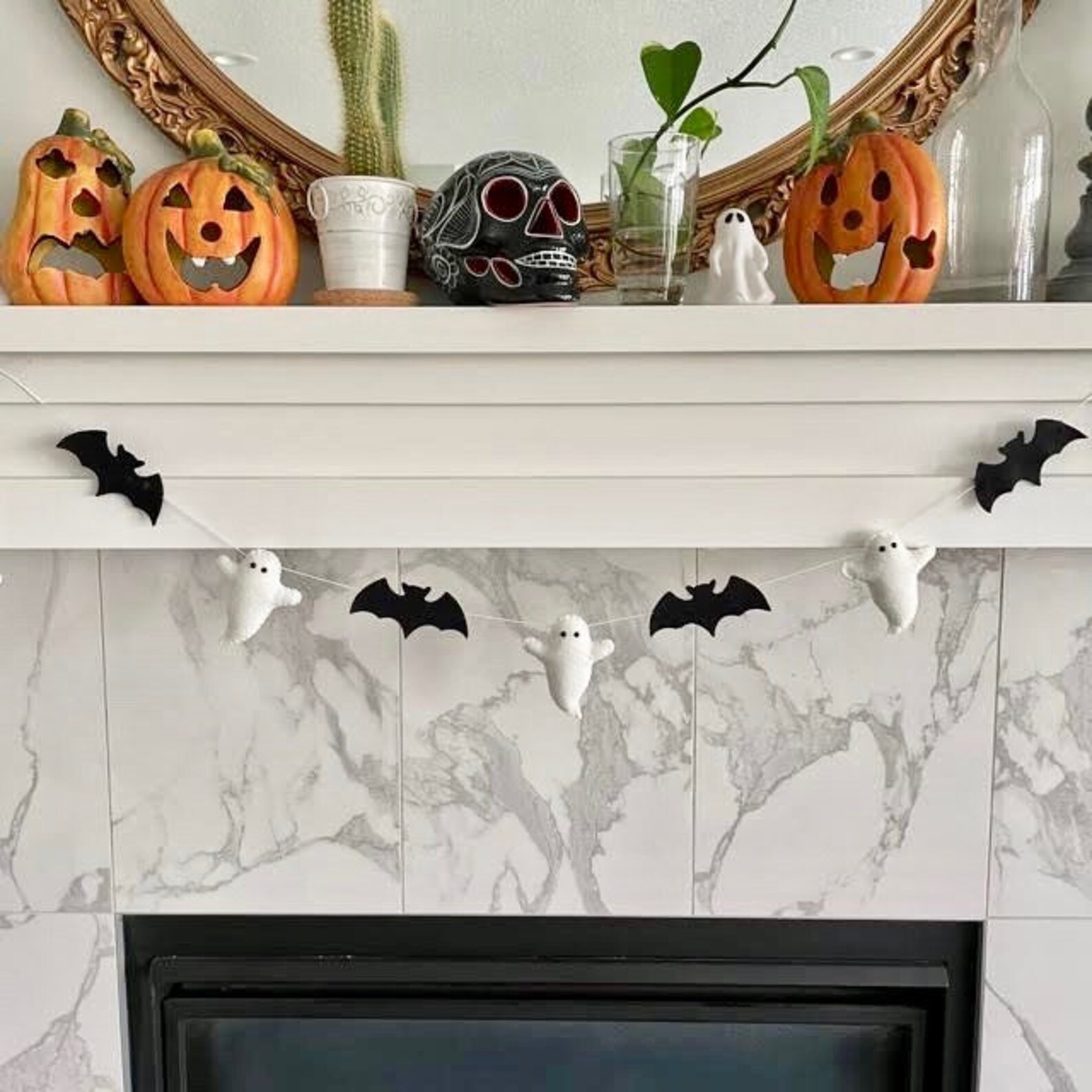 Felt Ghost and Bat Garland | Ghost Garland | Halloween Garland ...