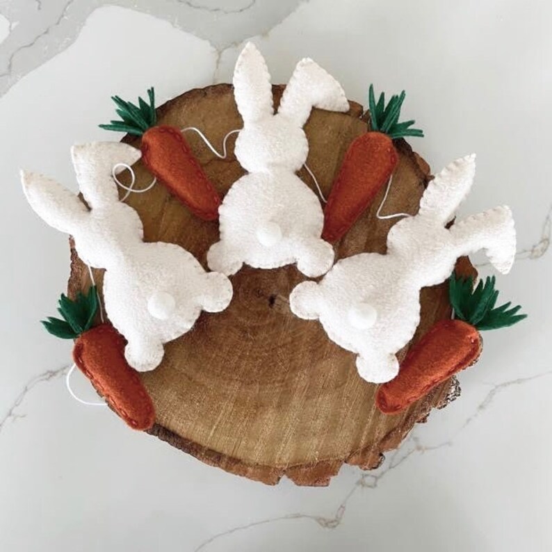 Felt Easter Garland Felt Easter Bunny Bunny Decor Easter | Etsy