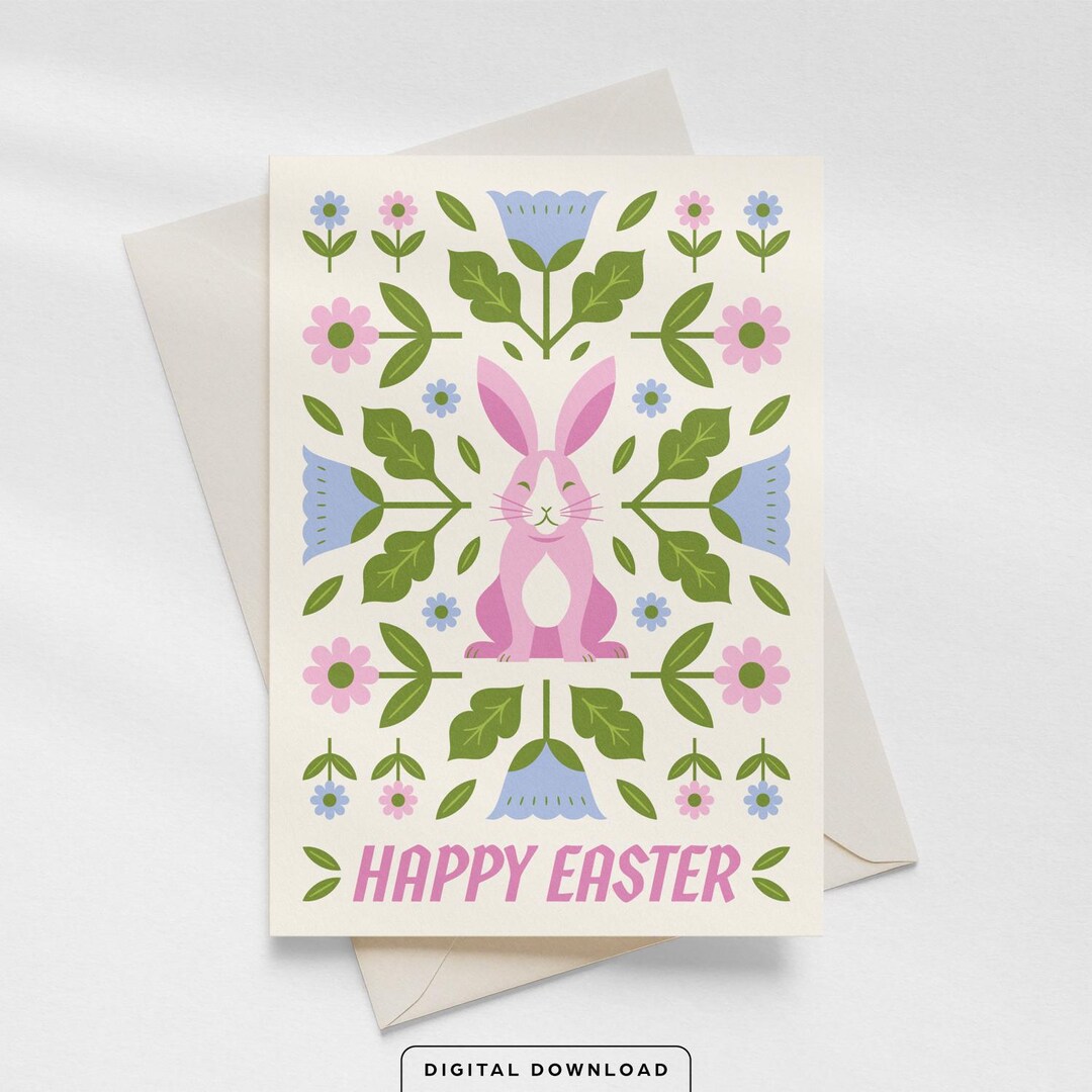 Happy Easter - Printable Card - Digital Greeting Card - Etsy