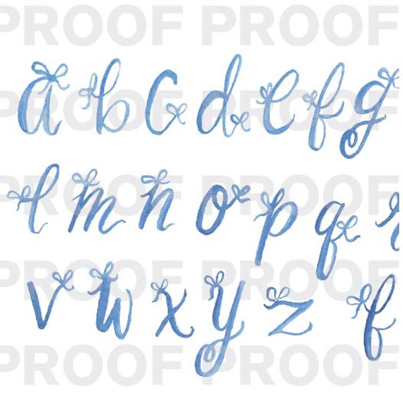 Watercolor Bow Alpha, Alphabet, Font, Ribbon for Sublimation or Paper ...