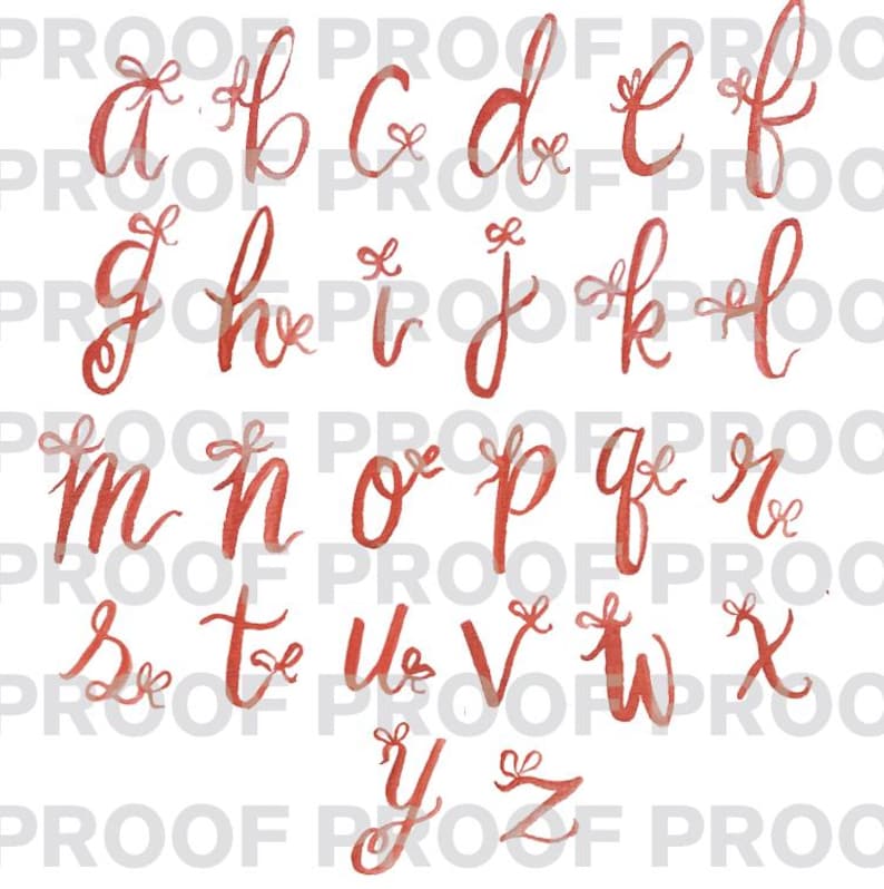 Watercolor Bow Alpha, Alphabet, Font, Ribbon for Sublimation or Paper ...