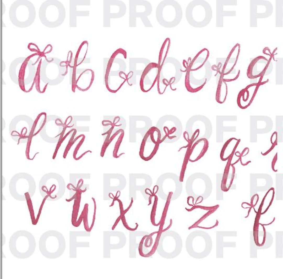 Watercolor Bow Alpha, Alphabet, Font, Ribbon for Sublimation or Paper ...