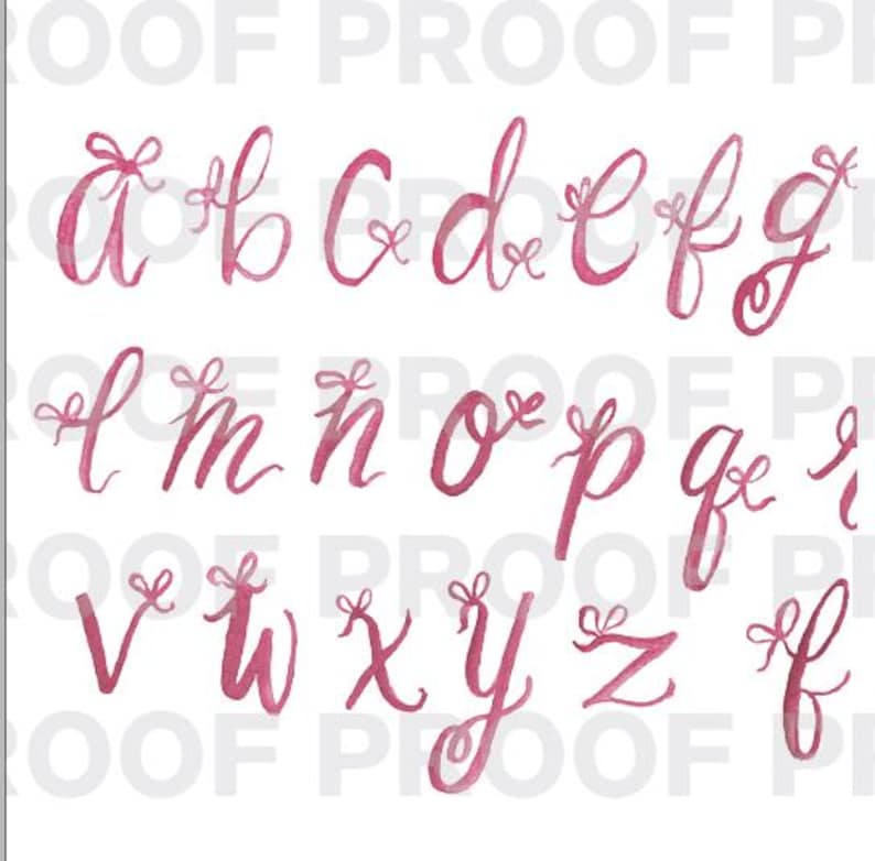 Watercolor Bow Alpha, Alphabet, Font, Ribbon for Sublimation or Paper ...