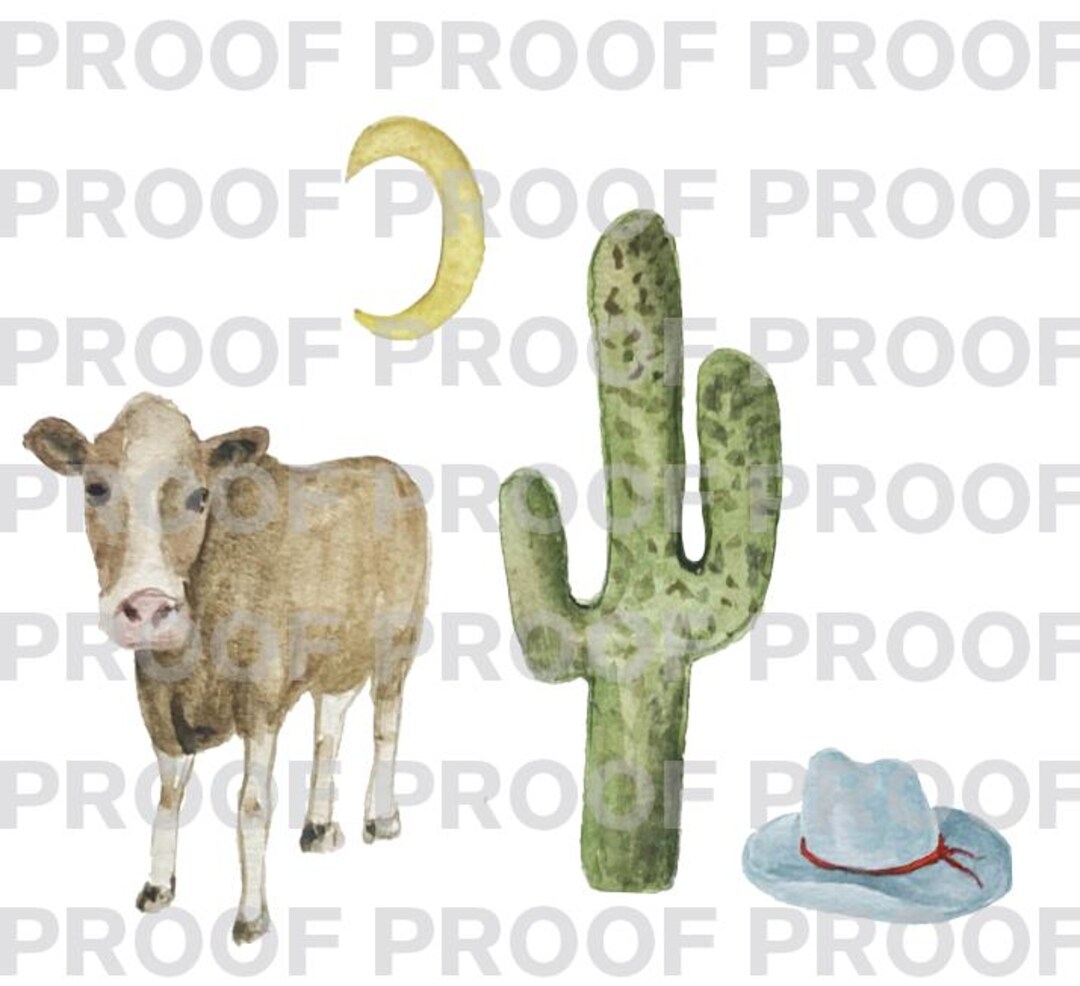 Watercolor Cow, Cowboy, Western for Sublimation or Paper Design, Clip ...