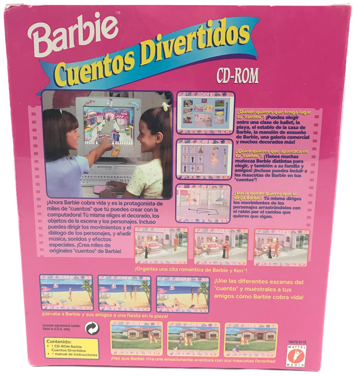 1990's Barbie PC CD Rom Game Mattel Toys RARE Spanish Version Sealed ...