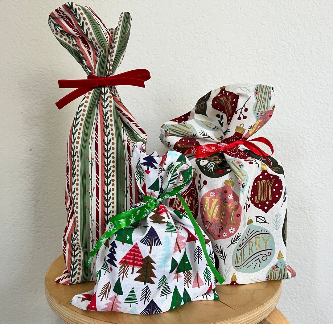 Reusable Gift Bag, Sustainable Gift Wrap, Fabric Gift Bag, Wine Bag ...