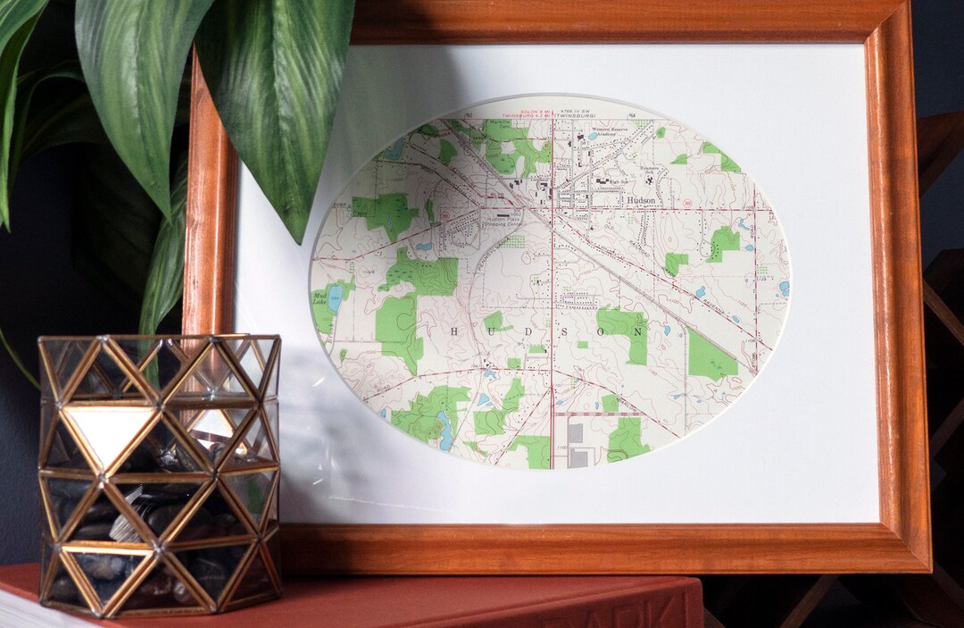 HUDSON, OH: Vintage Map Showing the Topography of Hudson, OH {frame ...