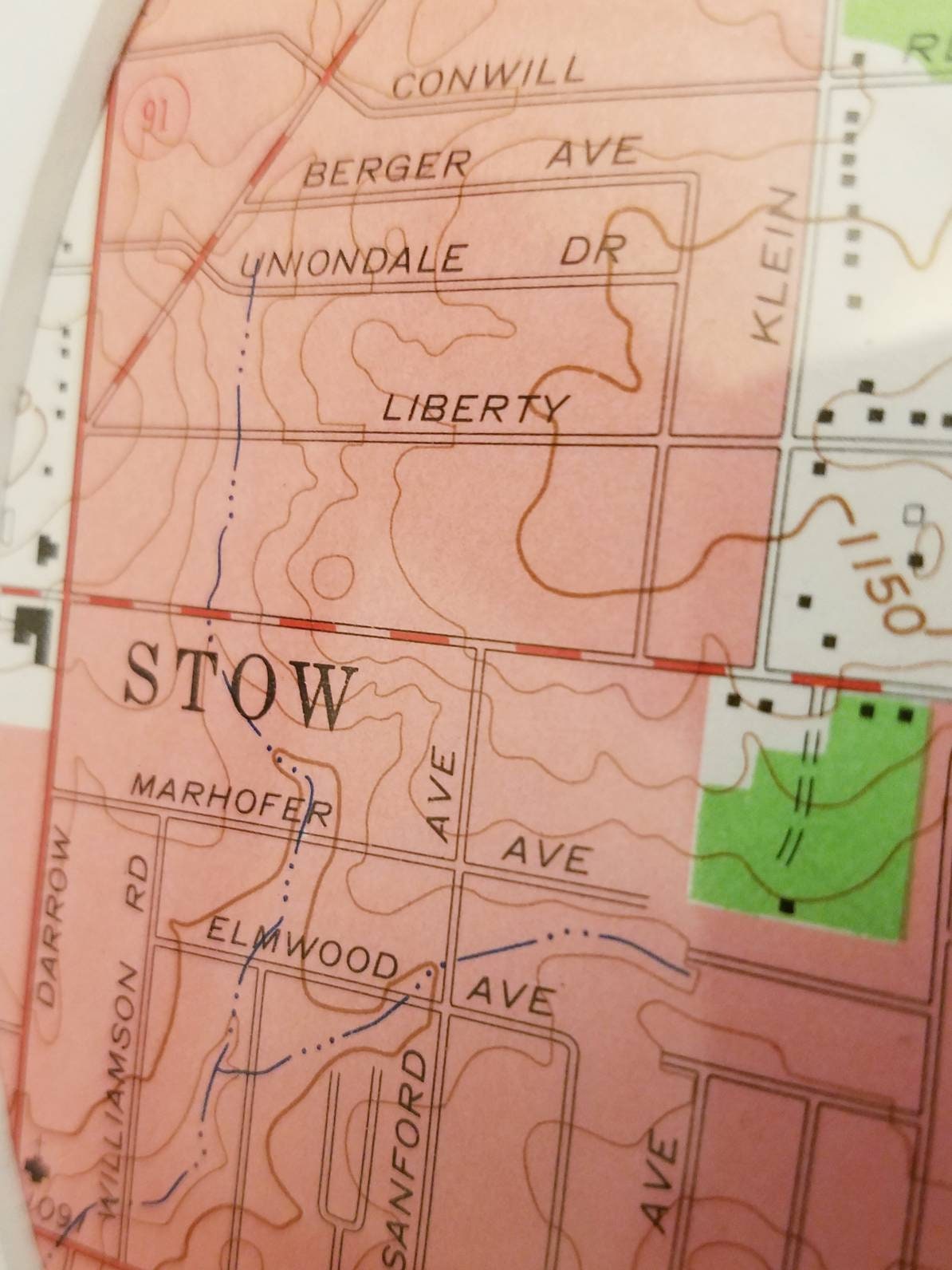 STOW, OH: Vintage Map Showing the Topography of STOW, Ohio {frame ...