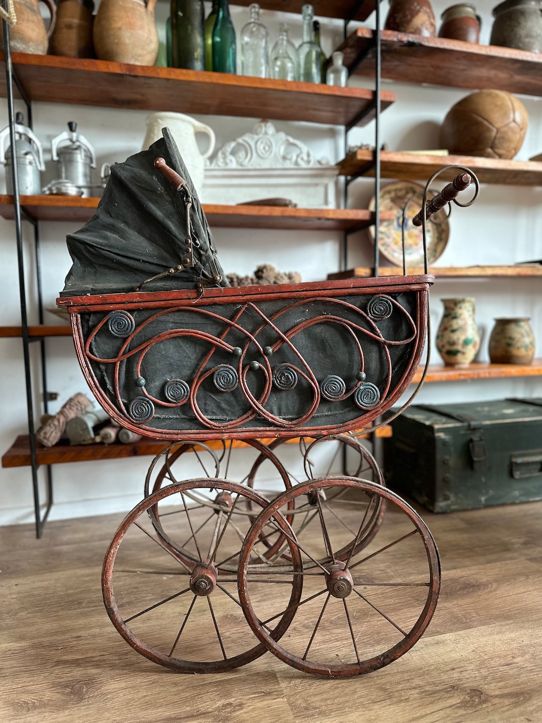 1940s Hungarian Wicker Antique Stroller Rare Collectible & Photography ...