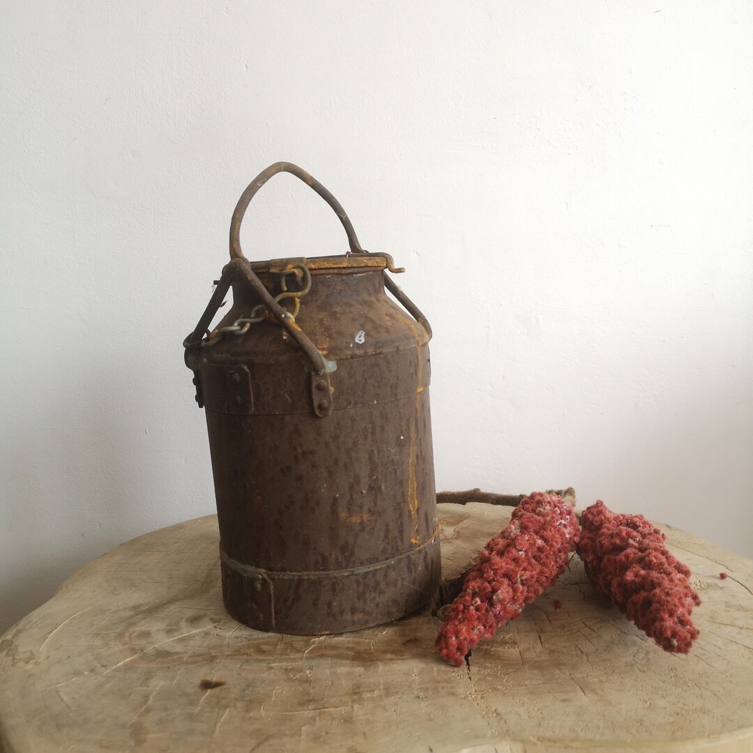 Very Old Metal Rusty Milk CHURN Pail, Pot for Carrying Liquid, 20ltr ...